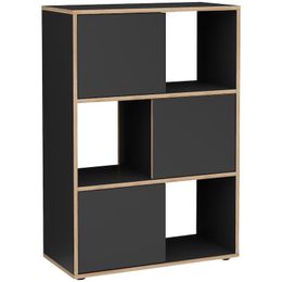 FMD Raumteiler &raquo;Elias&laquo; schwarz Holzwerkstoff B/H/T: 68,5cm x 101cm x 33cm, 6 Stk. offene F&auml;cher