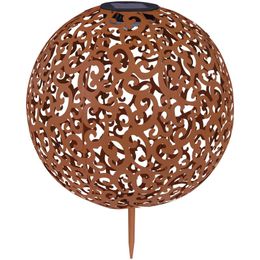 Globo LIGHTING LED Solarleuchte &raquo;SOLAR&laquo; LED-Modul 1 Stk. Warmwei&szlig; Solarlampe f&uuml;r Garten, Toller Lichteffekt, Solarkugel mit Erdspie&szlig; braun 1, &Oslash; 28,5cm