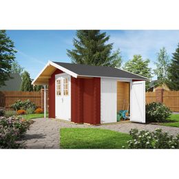 Nordic Holz Gartenhaus &raquo;Vilano 2&laquo; mit 3 getrennten Bereiche rot Massivholz Fu&szlig;boden im Gartenhaus, ohne Dacheindeckung