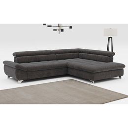 COTTA Ecksofa &raquo;Gemini L-Form, B: 312 cm&laquo; mit Kopfteilverstellung, optional Schlaffunktion braun B/H/T: 312cm x 234cm, Struktur fein, Ottomane rechts, 