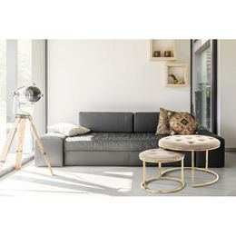 Kayoom Sitzhocker &raquo;Hocker Myla 2er-Set, praktisch ineinander schiebbar&laquo; Set, 2 Stk. tlg. ineinander schiebbar, rund, gesteppt, mit Zierkn&ouml;pfen grau Sitzbezug
