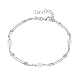 Firetti Damen Armband &raquo;Schmuck Geschenk Silber 925 Armschmuck Armkette zweireihig Kugeln&laquo; mit S&uuml;&szlig;wasserzuchtperle 20cm, Perlen Silber 925 (