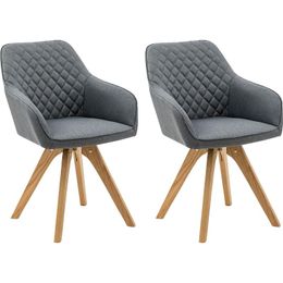 Salesfever Esszimmerstuhl &raquo;Bequemer Stuhl&laquo; (Set) 2 Stk.Elegantes 2er-Set, R&uuml;ckenlehne mit Diamantsteppung grau Metall, Polyester B/H/T: 59cm x 88cm x 