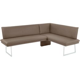 K+w Komfort & Wohnen K+W Komfort & Wohnen Eckbank mit Sattlernaht und schmaler Kufe, langer Schenkel rechts oder links grau B/H/T: 86cm x 60cm, Leder Longlife BRONCO, 