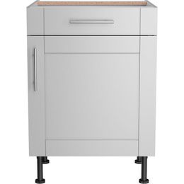 KOCHSTATION Unterschrank &raquo;KS-Ahus&laquo; Breite 60 cm grau hellgrau, B/H/T: 60cm x 87cm x 58,4cm, Schubladen: 1 Stk. T&uuml;ren: 1 Stk.