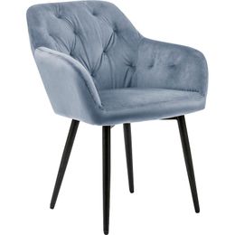 Salesfever Esszimmerstuhl &raquo;Coventry Komfortabler Polstertuhl im eleganten Stil&laquo; () Stilvoll mit eleganter Knopfheftung grau 100% Polyester, Metall B/H
