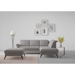 Sit & More sit&more Ecksofa &raquo;Fashion L-Form&laquo; wahlweise mit Kopfteilverstellung und Vorziehsitz, motorisch grau B/H/T: 250cm x 84cm x 207cm, Luxus-Microfaser 