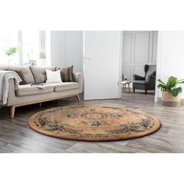 Theko Teppich &raquo;Gabiro 856&laquo; rund 10 mm H&ouml;he Kurzflor, Orient-Optik, ideal im Wohnzimmer & Schlafzimmer rosa Kunstfaser &Oslash; 240cm 1 Stk., 10mm, &Oslash; 240cm
