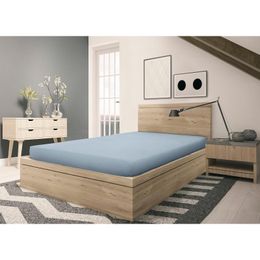 SETEX Spannbettlaken &raquo;GOTS Feinbiber Spannbettlaken&laquo; aus zertifizierter Bio-Baumwolle blau Feinbiber, Obermaterial: 100% Baumwolle B/L: 100cm x 200cm,