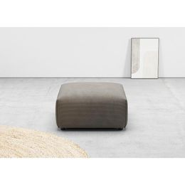 Home Affaire Hocker &raquo;Glimminge auch in Breitcord, Feincord und Easy care-Bezug&laquo; passend zur Serie "Glimminge" grau 95% Polyester, 5% Nylon B/H/T: 80cm