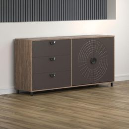 Home Affaire Sideboard &raquo;Fusion&laquo; 1 Stk. tlg. Kommode mit markantem Kreismuster - Antikoptik - (B/T/H) 176/42/86 cm braun B/H/T: 176cm x 86cm x 42cm, 3 