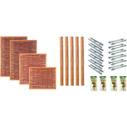 TETZNER & JENTZSCH Weidenzaun &raquo;Fresno 1&laquo; 4 Elemente, LxH: 525x180 cm braun Stahl, Weidengeflecht H/L: 180cm x 5,25m, Pfosten: 5 Stk.