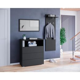 OTTO home Garderoben-Set &raquo;PARIS/ TOKYO&laquo; Komplett-Set, 3 Stk. tlg. schwarz B/H/T: 140cmcm x 130cmcm x 35cmcm