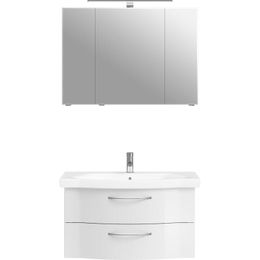 Badm&ouml;bel-Set &raquo;6005 Sprint 2-teilig, Keramik-Waschtisch mit LED-Spiegelschrank&laquo; 2 Stk. tlg. wei&szlig; Holzwerkstoff B/H/T: 98cmcm x 200cmcm x 51,5cmcm
