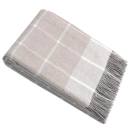 CASATEX Plaid &raquo;Harry Lontra&laquo; elegantes Design, gro&szlig;e Karos beige Kaschmir, Wolle B/L: 130cm x 190cm