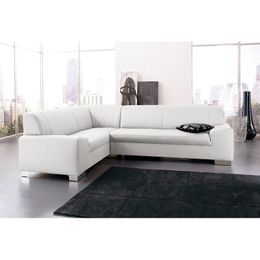 DOMO collection Ecksofa &raquo;Alisson, zeitlose Optik, flache Armlehnen, L-Form&laquo; fester Sitzkomfort, wahlweise mit Bettfunktion wei&szlig; Microfaser aus 100% 