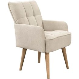 exxpo - sofa fashion Armlehnstuhl &raquo;Latte&laquo; () Esszimmerstuhl, Esszimmersessel beige B/H/T: 58cm x 94cm x 69cm, Webstoff fein