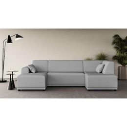 Home Affaire Wohnlandschaft &raquo;TAMMO&laquo; U-Form grau 100% Polyester B/H/T: 296cm x 80cm x 162cm, Struktur, Recamiere links