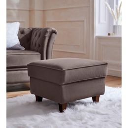Home Affaire Polsterhocker &raquo;Reims&laquo; echte Chesterfield-Knopfheftung, Samtoptik mich changierender Optik braun Samtoptik (100% Polyester) B/H/T: 57cm x 