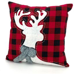 Weckbrodt-Gardinen Dekokissen &raquo;Elch&laquo; mit Vlies- und Felleinsatz, Kissenh&uuml;lle ohne F&uuml;llung, 1 St&uuml;ck rot Polyester B/L: 40cm x 40cm, 1 Stk.
