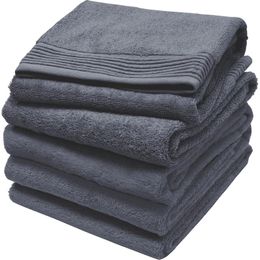 Primera Handtuch &raquo;Premium&laquo; mit einer eleganten Chenille-Bord&uuml;re grau Walkfrottier, Obermaterial: 100% Baumwolle B/L: 50cmx100cm, 2 Stk., Walkfrottier