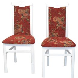 HOFMANN LIVING AND MORE Esszimmerstuhl (Set) 2 Stk. rot Polyester B/H/T: 45cm x 95cm x 49cm, 2 Stk., Polyester Webstoff gemustert