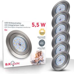 B.K.LICHT LED Einbauleuchte &raquo;6er Set Einbaustrahler, Dimmbar, Schwenkbar, LED Einbauspots&laquo; LED-Board Warmwei&szlig; 3.000K, 470Lm, 5,5W, Kunststoff, 8,2 x 3 cm, 