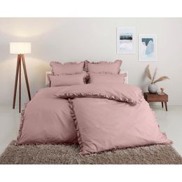 OTTO home Bettw&auml;sche &raquo;Violetta in Gr. 135x200 oder 155x220 cm&laquo; 2 Bettw&auml;sche aus Baumwolle, romantische Bettw&auml;sche mit Volants rosa Renforc&eacute;, 