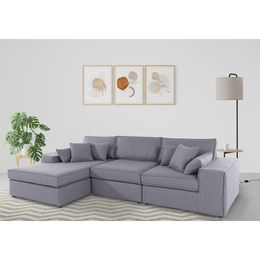 OTTO home Ecksofa &raquo;Florid L-Form&laquo; 3 Teile, bestehend aus Modulen, viele Bezugsqualit&auml;ten, auch in Cord grau Baumwollmix (60% Baumwolle/40% Leinen);