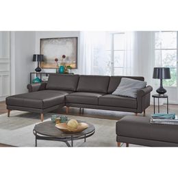 Creation BY ROLF BENZ Ecksofa &raquo;CR.450, Designecksofa, L-Form&laquo; Armlehne Schnecke modern Landhaus, Breite 262 cm, Fu&szlig; Nussbaum braun NaturLEDER OSKAR (