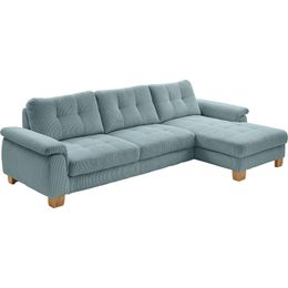 Die PlanBar Ecksofa &raquo;PP-LA19101 L-Form, Breite 316 cm&laquo; wahlweise mit Schlaffunktion und verstellbaren Kopfst&uuml;tzen, in Cord gr&uuml;n 88% Polyester;12% 