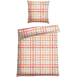 Schiesser Bettw&auml;sche &raquo;Luiza aus weicher Baumwolle mit h&uuml;bschem Karomuster&laquo; 2 Stk. MADE IN GREEN by OEKO-TEX orange Renforc&eacute;, Obermaterial: 100% Baumwolle B/L: 