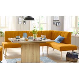 exxpo - sofa fashion Eckbank &raquo;Costa, moderne R&uuml;ckensteppung, bequem und elegant, hoher Holzfu&szlig;&laquo; hochwertig verarbeitet, Frei im Raum stellbar gelb 
