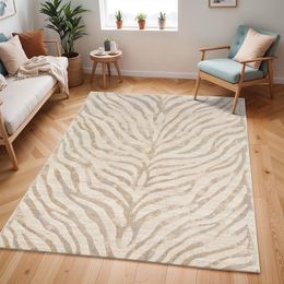 Teppich &raquo;LUANDA&laquo; rechteckig 11 mm H&ouml;he Skandinavischer Teppich, Boho Wohnzimmerteppich/L&auml;ufer im Zebra Muster beige Kunstfaser B : 160cm 1 Stk., 11mm,