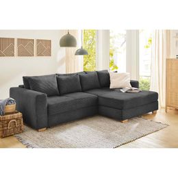 Jockenh&ouml;fer Ecksofa &raquo;Kampen L-Form, B: 288 cm, Liegefl. 153x245 cm&laquo; mit Schlaffunktion, Bettkasten & Zierkissen, Federkern grau Korpus: 100% Polyester;Kissen: 100