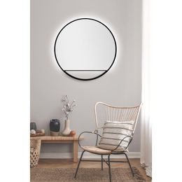 Talos LED-Lichtspiegel rund, mit indirekter LED Beleuchtung in schwarz matt &Oslash; 80 cm schwarz &Oslash; 80cm
