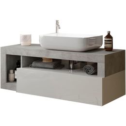 Welltime Waschtisch &raquo;Hamburg&laquo; 1 Schubkasten, Breite 110 cm, Soft-Close, inkl. Keramik-Aufsatzbecken wei&szlig; Korpus Schubkastenelement: Weiss Melamin,