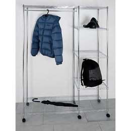 HAKU Garderobenst&auml;nder &raquo;Garderobe, Garderobenst&auml;nder, Kleiderst&auml;nder auf Rollen, Kleiderwagen&laquo; rechteckig - aus Metall Silber - B/T/H 123/45/181 cm 