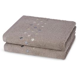 Ross Handt&uuml;cher &raquo;Stoneline&laquo; aus feinster Baumwolle beige Frottier, Baumwolle B/L: 50cmx100cm, 2 Stk., Frottier