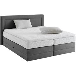 Westfalia Schlafkomfort Boxspringbett wahlweise mit Bettkasten und Topper grau Microvelours Ohne Topper,mit Bettkasten, Liegefl&auml;che B/L: 180cm x 200cm, Gewicht bis: 100 kg H3