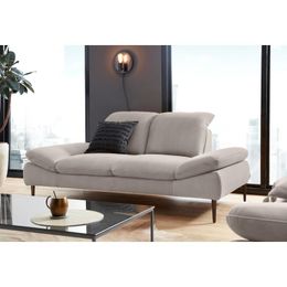 W.Schillig 2-Sitzer &raquo;enjoy&MORE&laquo; Sitztiefenverstellung, F&uuml;&szlig;e bronze pulverbeschichtet, Breite 202 cm grau Chenille-Flachgewebe R66 (85% Polyester, 15%