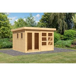 Karibu Gartenhaus &raquo;Langesee 6&laquo; aus hochwertiger nordischer Fichte mit wasserabweisender Profilierung beige Holzwerkstoff ohne Fu&szlig;boden, ohne Dacheindeckung