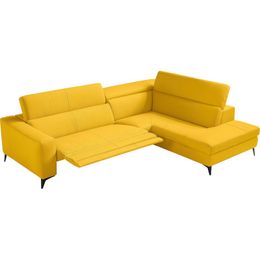 Egoitaliano Ecksofa &raquo;Edith, Designsofa mit hohem Sitzkomfort, Breite 269cm, L-Form&laquo; inkl. elektrischer Relaxfunktion und manuell verstellbaren Kopfteilen gelb 