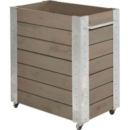 Plus Blumenkasten &raquo;Cubic&laquo; BxTxH: 50x87x95 cm grau Massivholz, Stahl B/H/T: 50cm x 95cm x 87cm