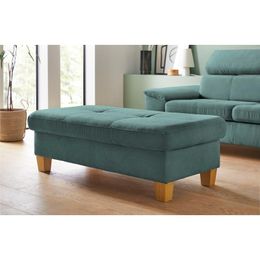 exxpo - sofa fashion Hocker &raquo;Enya Bankhocker mit Staufach unter der Sitzfl&auml;che&laquo; sch&ouml;ne Detailverarbeitung blau B/H/T: 136cm x 45cm x 70cm, Webvelours