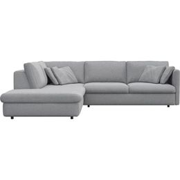 FLEXLUX Ecksofa &raquo;Lovane, elegant und zeitlos, bequem, L-Form&laquo; Weich & anschmiegsam, gro&szlig;e Sitztiefe auf Kaltschaum, Dekokissen inkl. grau 100% 