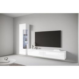OTTO home Wohnwand &raquo;Kenia, Vitrine T&uuml;ranschlag links/rechts wechselbar&laquo; Komplett-Set, 2 Stk. tlg. wei&szlig; Glas, Hartfaserplatte, Holzwerkstoff, 