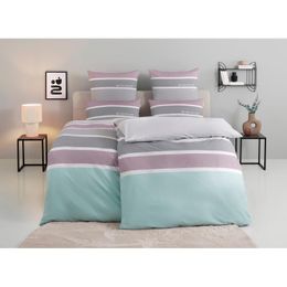 Tom Tailor HOME Bettw&auml;sche &raquo;Felix in Gr. 135x200 oder 155x220 cm&laquo; 3 mit GRATIS-Zugabe: G&auml;stehandtuch (100% Baumwolle), mit Rei&szlig;verschluss lila 