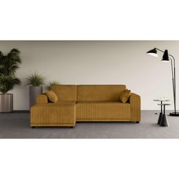 Home Affaire Ecksofa &raquo;TAMMO&laquo; L-Form gelb 100% Polyester B/H/T: 233cm x 80cm x 162cm, Cord, Recamiere links