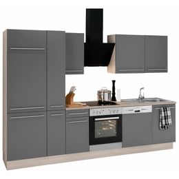 Optifit K&uuml;chenzeile &raquo;Bern&laquo; Breite 300 cm, wahlweise mit E-Ger&auml;ten, h&ouml;henverstellbare F&uuml;&szlig;e grau B/H/T: 300cm x 60cm, ohne E-Ger&auml;te